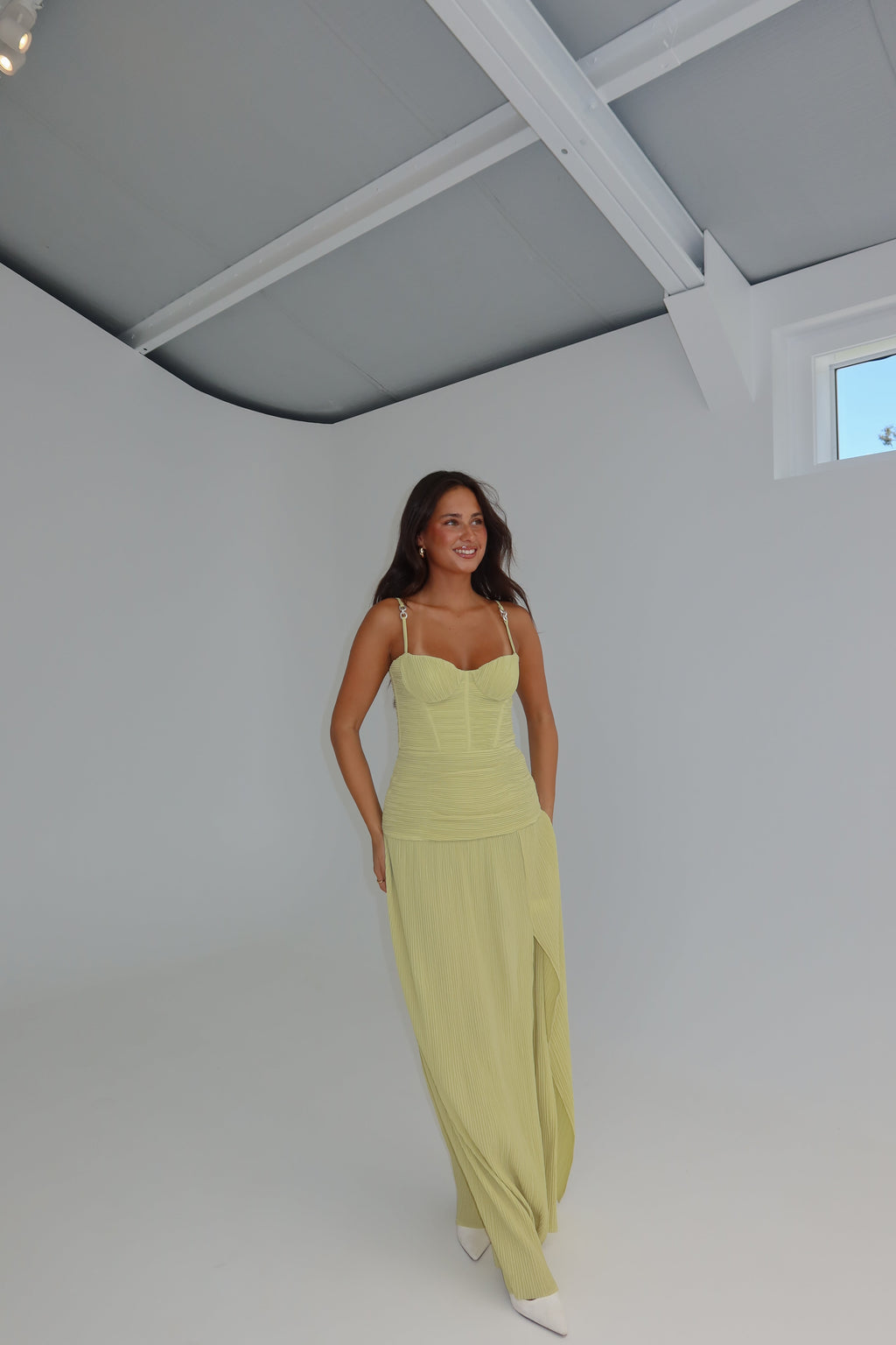 Manning Cartell Double Time Pleat Maxi Pistachio – shortandsweethire